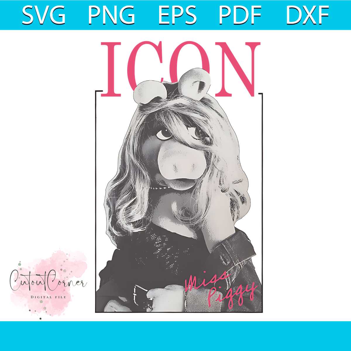 Vintage Disney Muppets Miss Piggy Icon PNG Download | Inspire Uplift