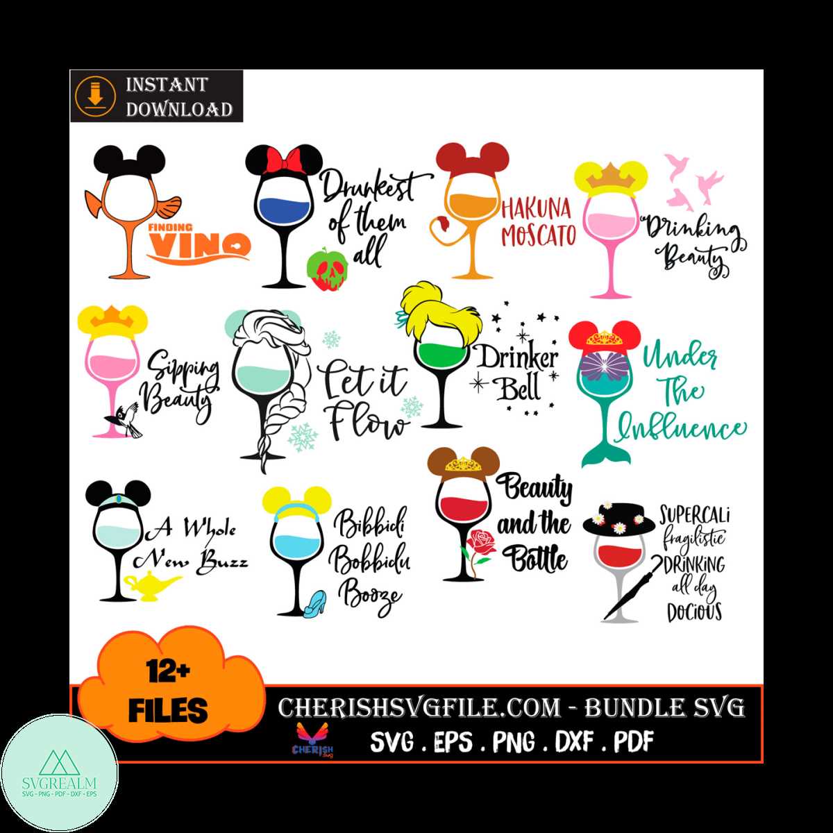 Disney Drinking Beauty Bundle Svg, 12 Files Disney Mickey Wi | Inspire ...