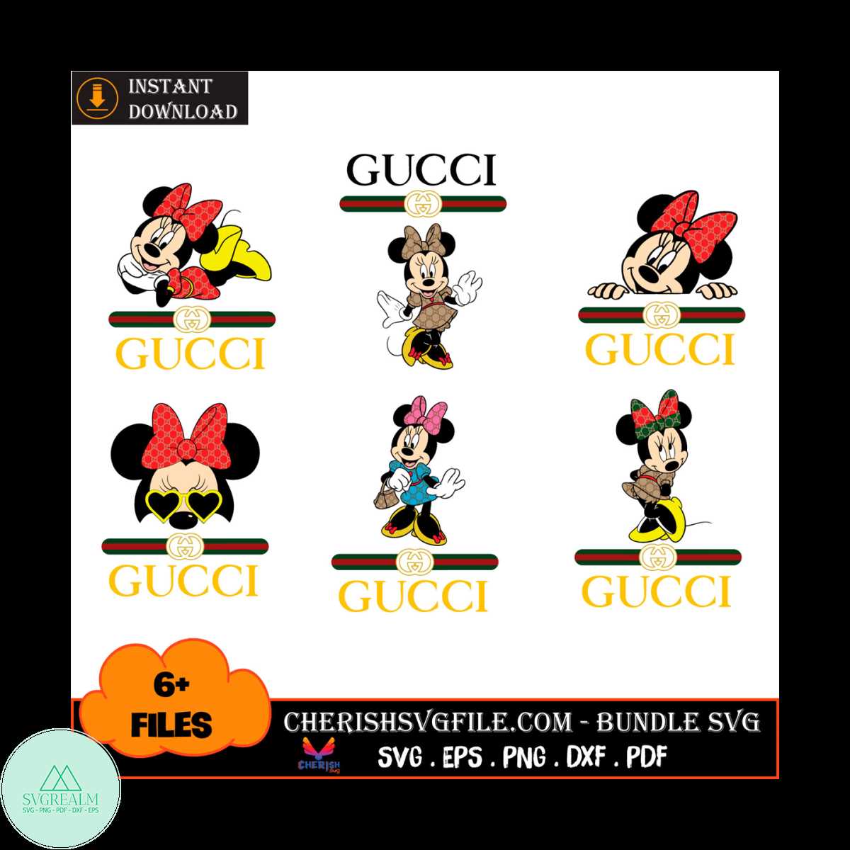 Minnie Mouse Gucci Logo Bundle Svg, 6 Files Minnie Mouse Guc | Inspire ...