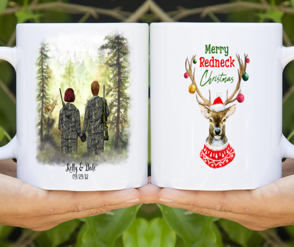 Deer Hunting Camo Couple Custom Mug Customized Hair Skin Nam | Inspire ...