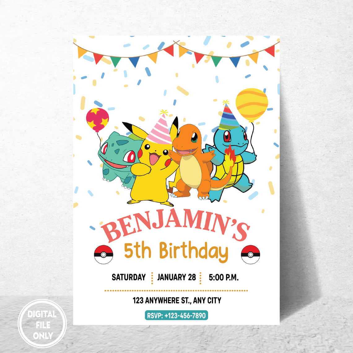 Personalized File Pokemon Birthday Invitation Pokemon Birthd | Inspire ...