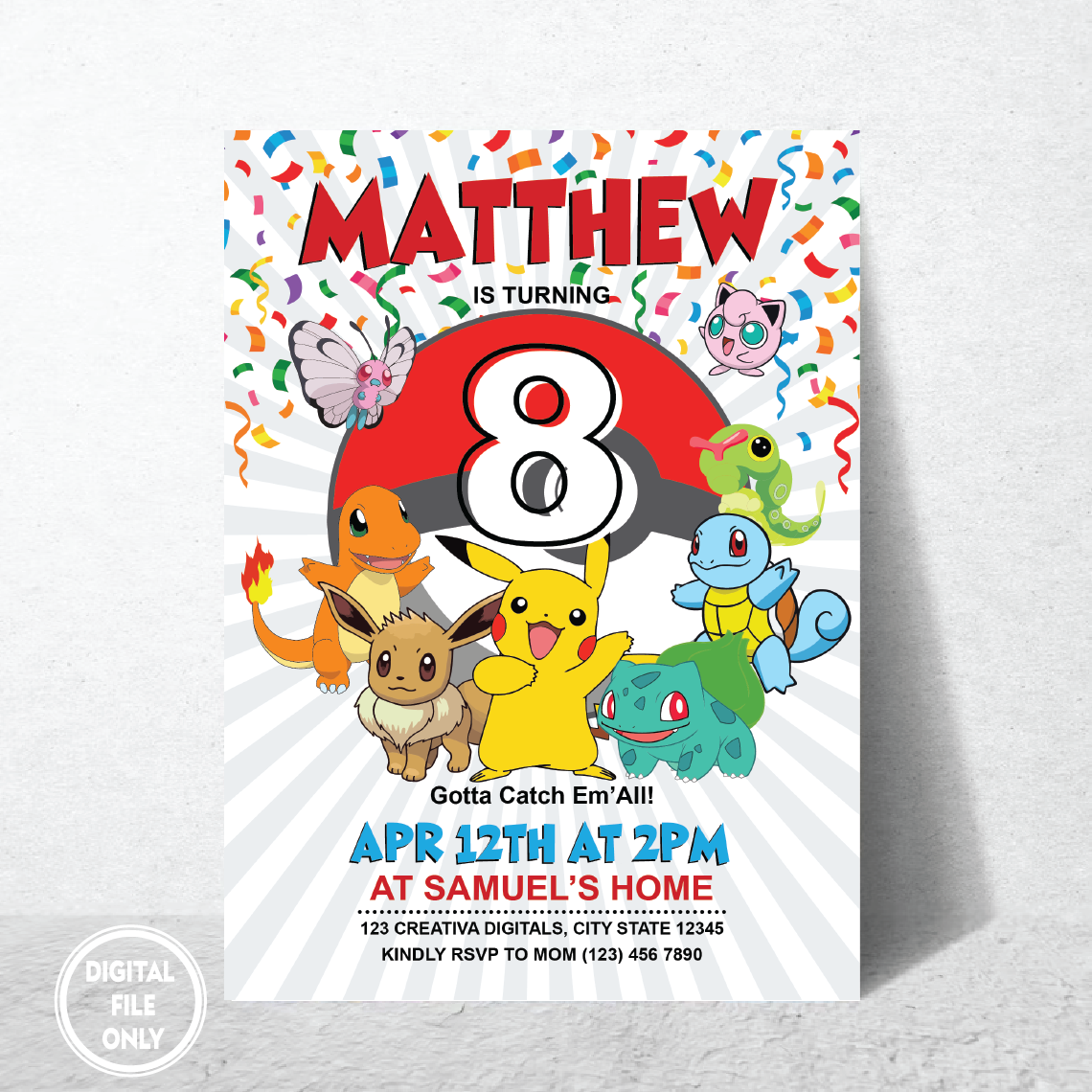 Personalized File Pokemon Invitation | Editable Invitation | - Inspire ...