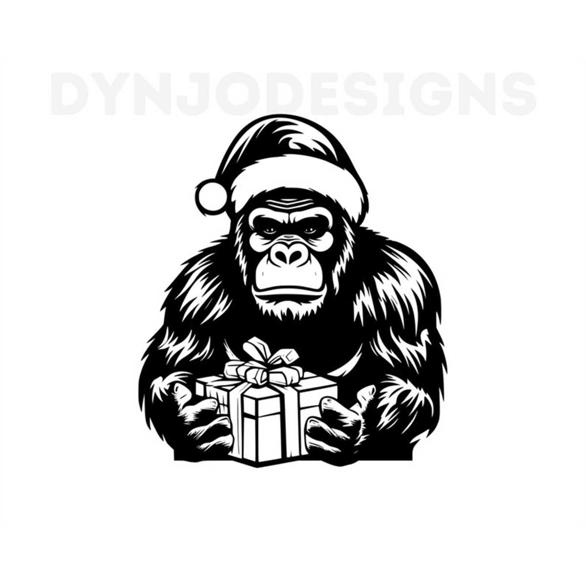 Gorilla With Present , Gorilla Svg , Christmas Designs | Inspire Uplift