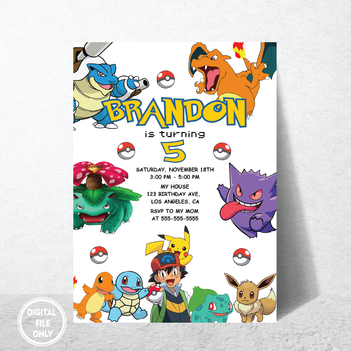 Personalized File Pokemone Birthday Invitation Digital, Poke | Inspire ...