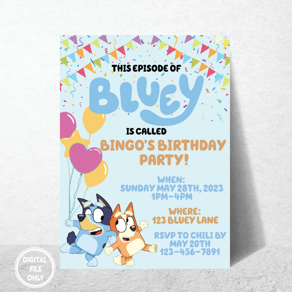 Personalized File Bluey Birthday Invitation Invite Bluey and | Inspire ...