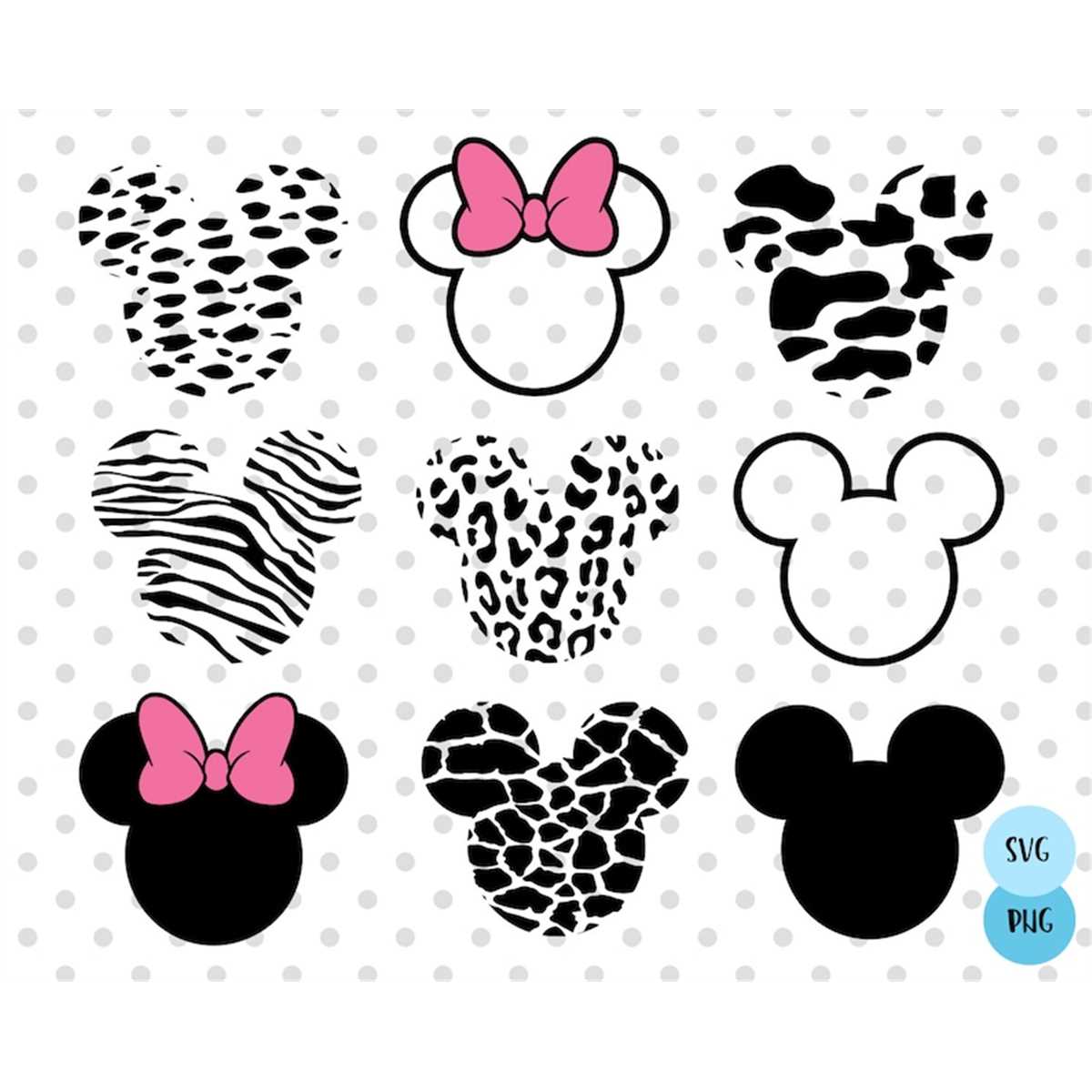 9pcs, Mouse Head SVG Bundle, Mouse head svg, mouse head silh - Inspire ...
