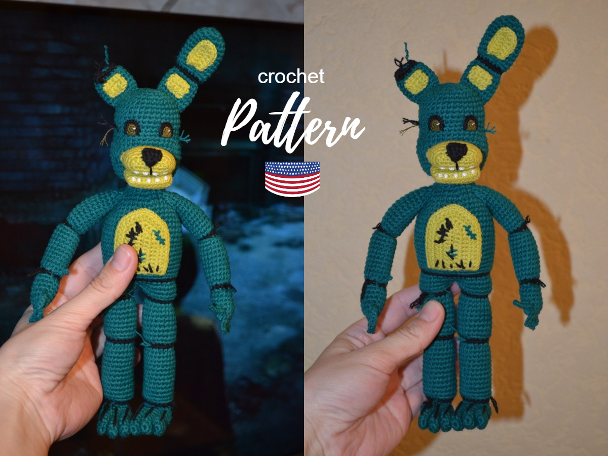 Springtrap crochet amigurumi pattern Eng PDF, crochet creepy - Inspire Uplift