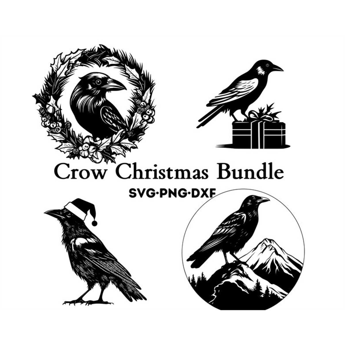 Crow Christmas Bundle , Crow Svg , Christmas Designs | Inspire Uplift