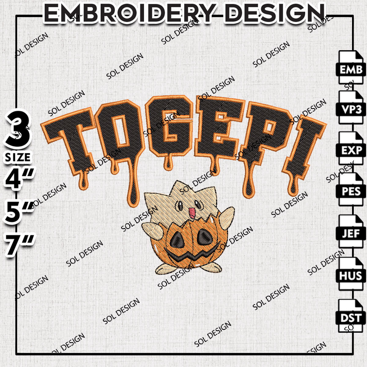 Drop Name Togepi Pumpkin Costume Embroidery Files, Halloween | Inspire ...