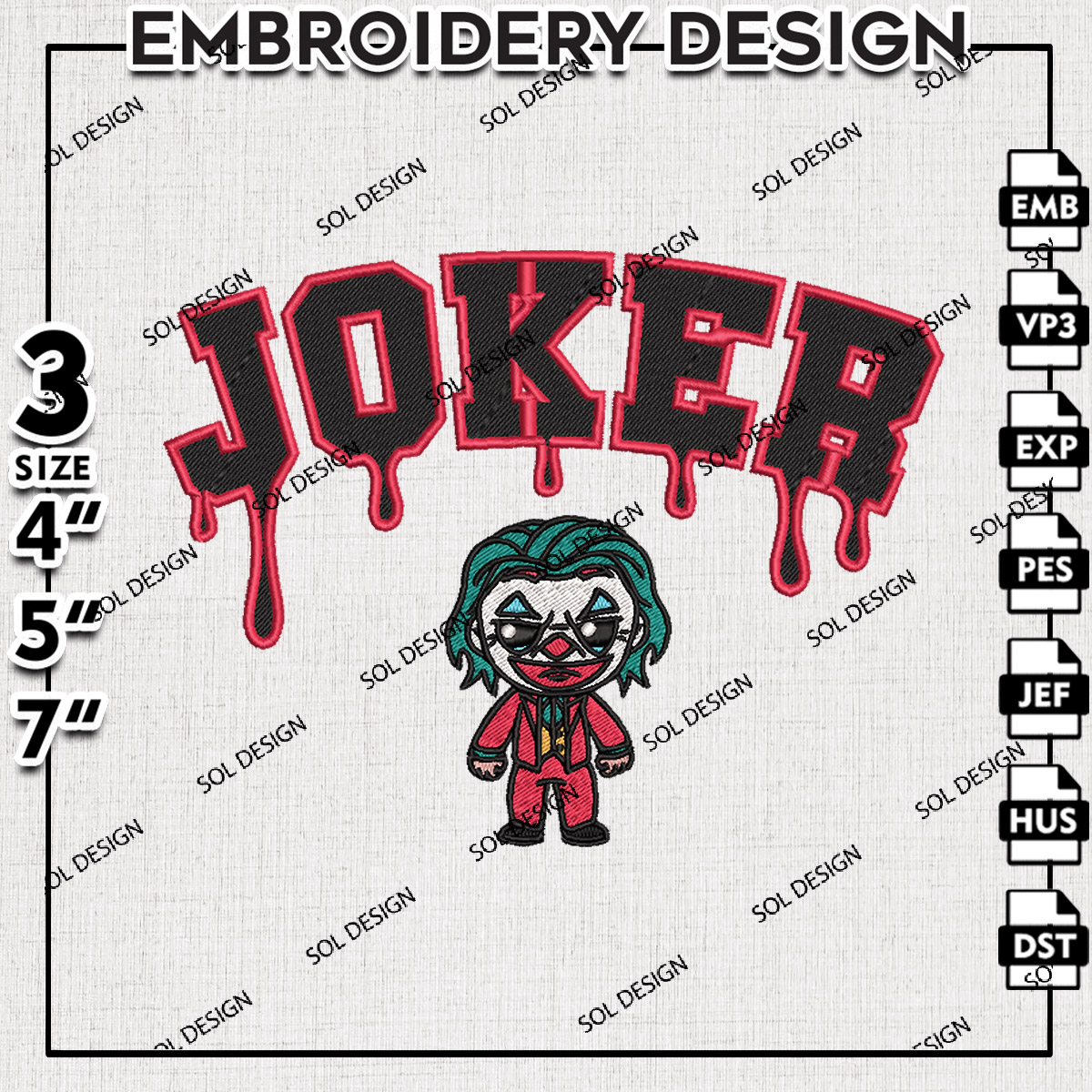 Drop Name Joker Embroidery Files, DC Movie Embroidery, Joker | Inspire ...