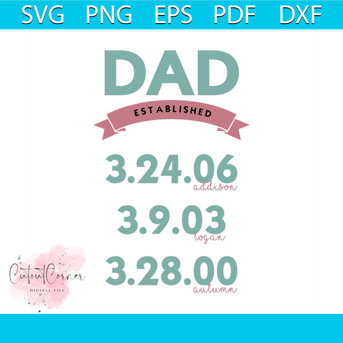 Dad established 32406 addison svg, fathers day svg, happy fa | Inspire ...
