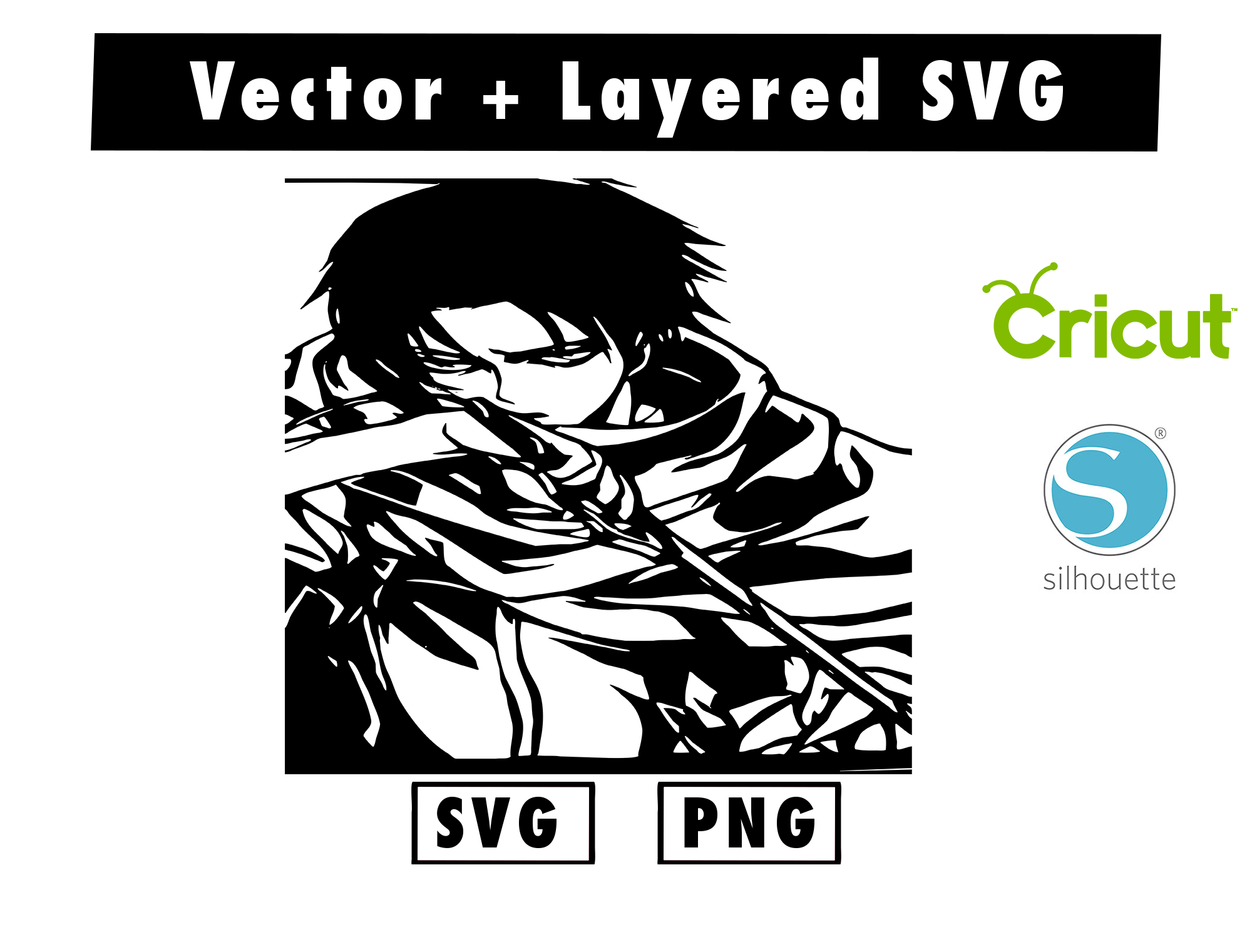 Levi Ackerman svg and png files for cricut machine , anime s | Inspire ...