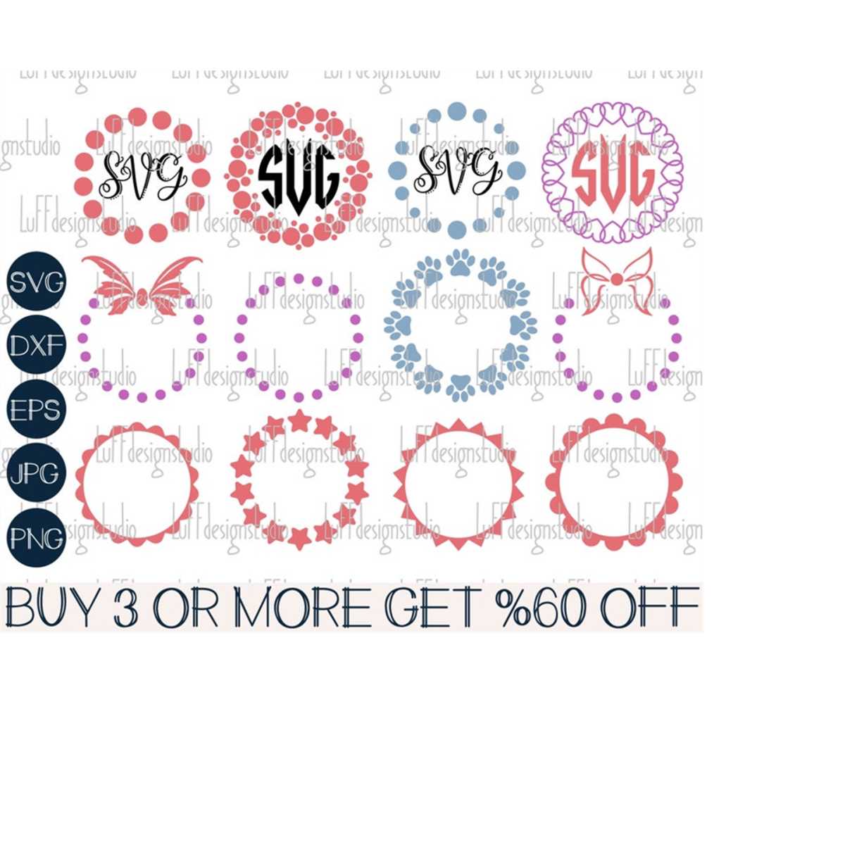 Monogram Frame SVG, Bow Svg, Ribbon Svg, Pearl, Star, Paw, H | Inspire ...