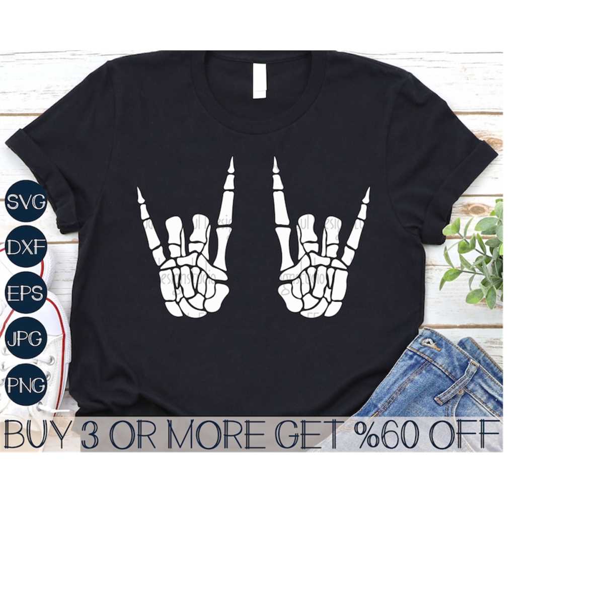 Rock and Roll SVG, Halloween SVG, Skeleton Hand SVG, Rocker - Inspire ...