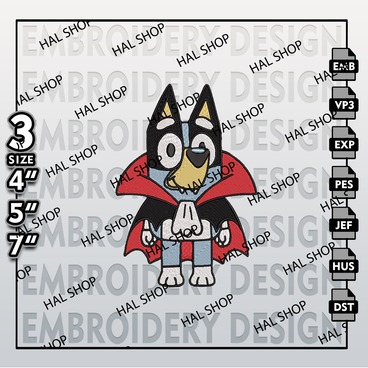 Bluey Machine Embroidery Designs, Drop Name Bluey Bandit Hee | Inspire ...