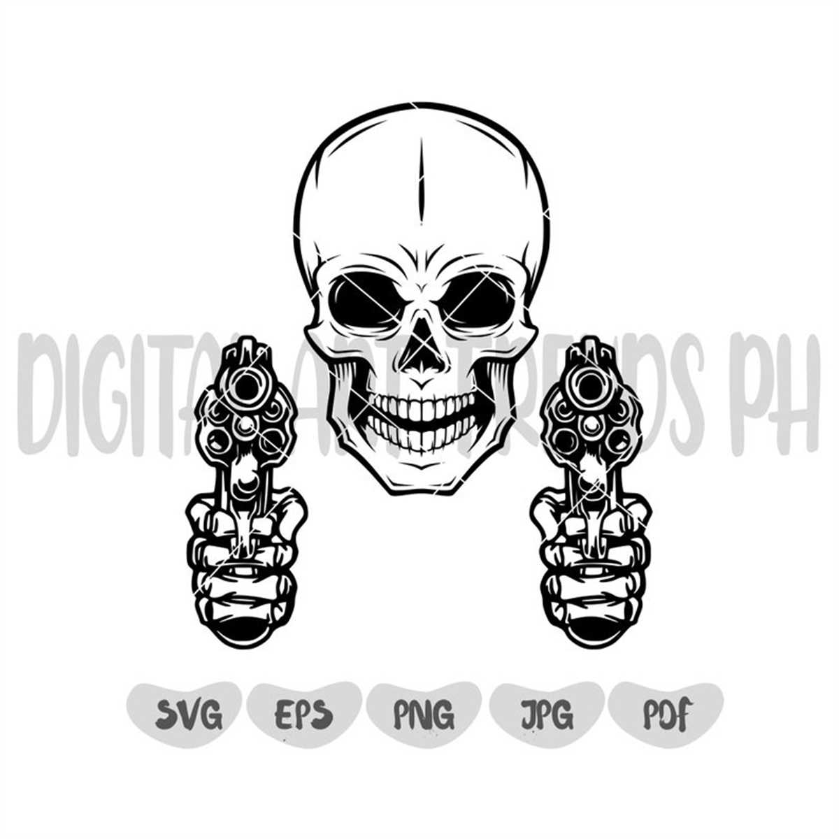 Skull with Guns Svg | Skull SVG | Skull Clipart | skeleton S | Inspire ...