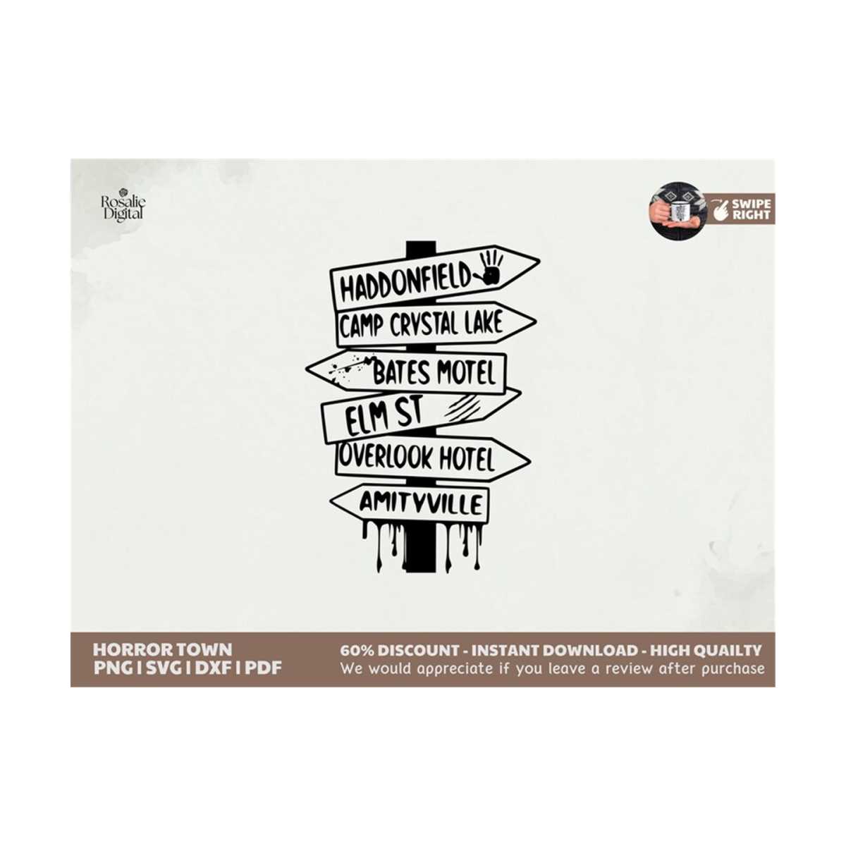 Horror Town Svg, Horror Street Road Sign Svg,Halloween Road | Inspire ...