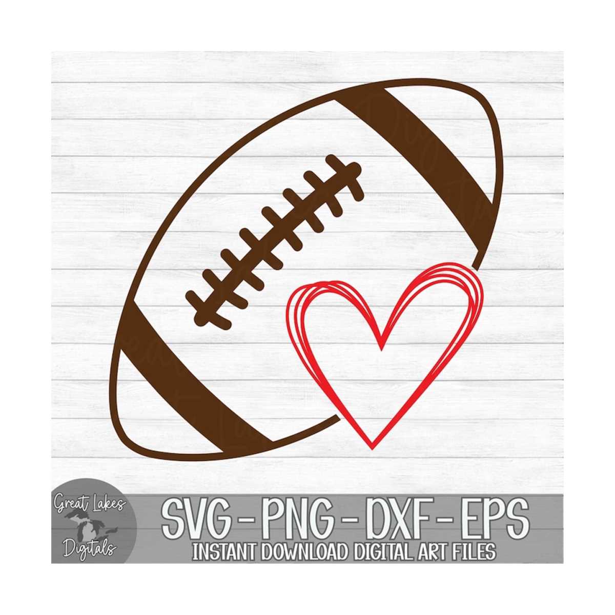 Football with Heart - Instant Digital Download - svg, png, d | Inspire ...