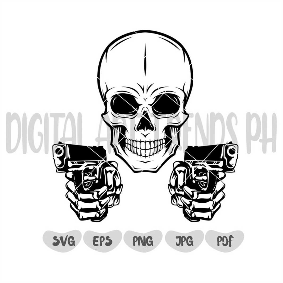 Skull with Guns Svg | Skull SVG | Skull Clipart | skeleton S | Inspire ...