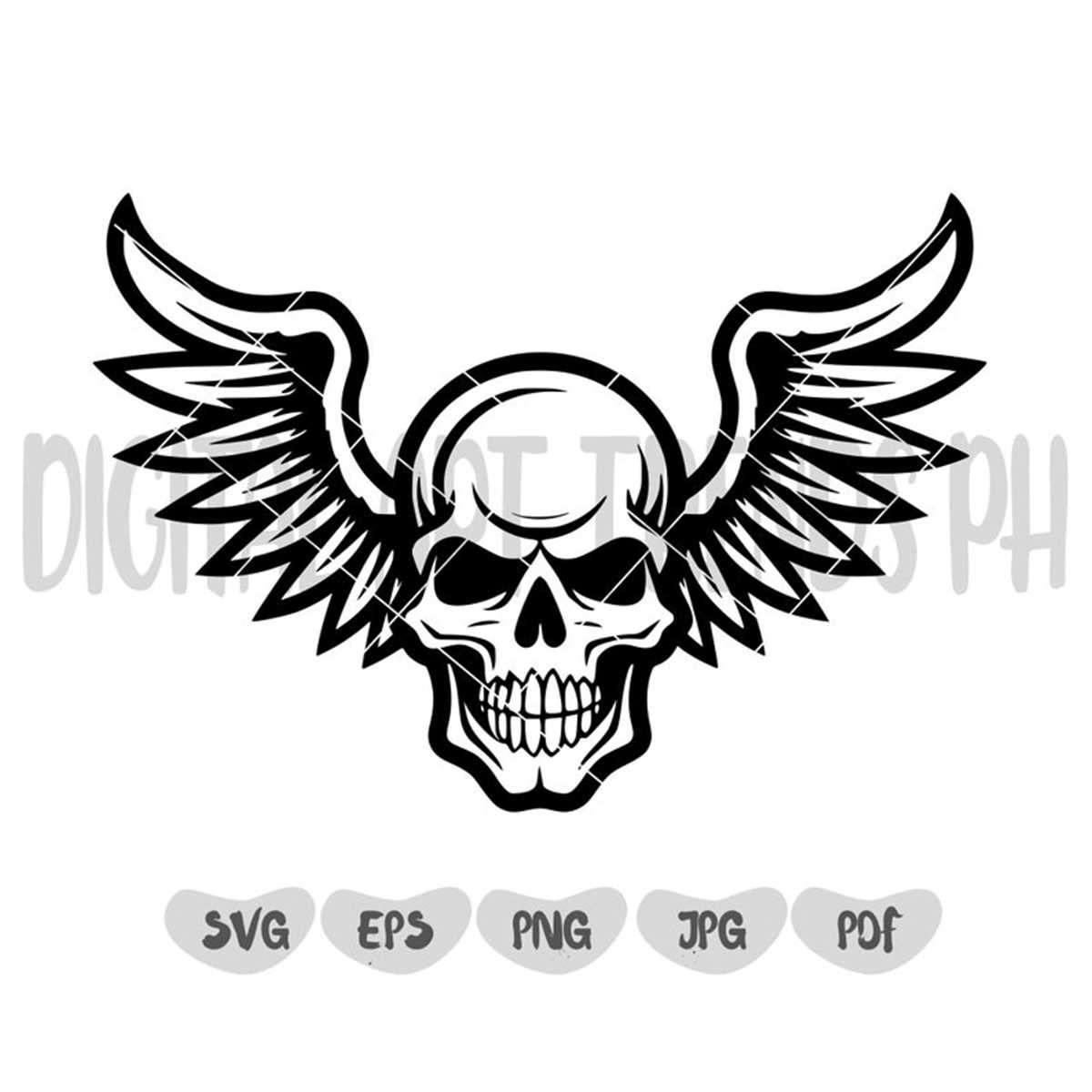 Skull With Wings SVG, Winged Skull SVG, Skull SVG, Skull Cli | Inspire ...