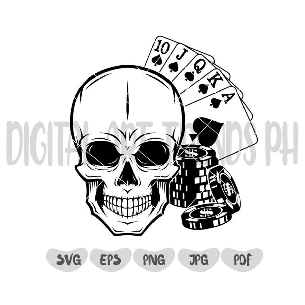 Skull Gambler Svg | Royal Flush Svg | Poker Svg | Playing Ca - Inspire ...
