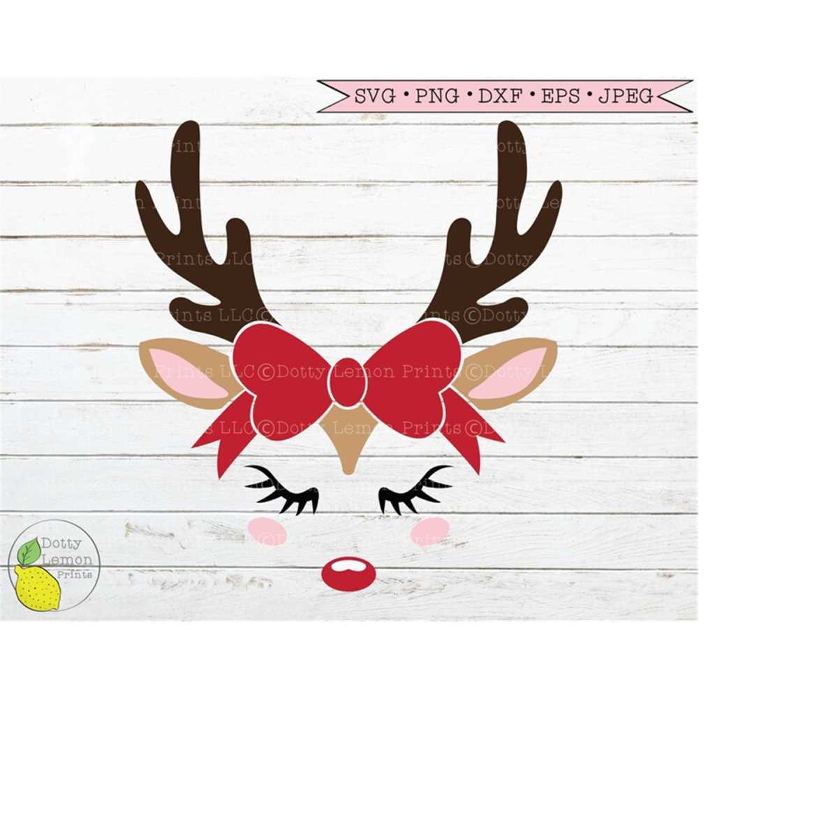 Christmas svg Reindeer Face svg Rudolph svg Girl Reindeer Bo | Inspire ...