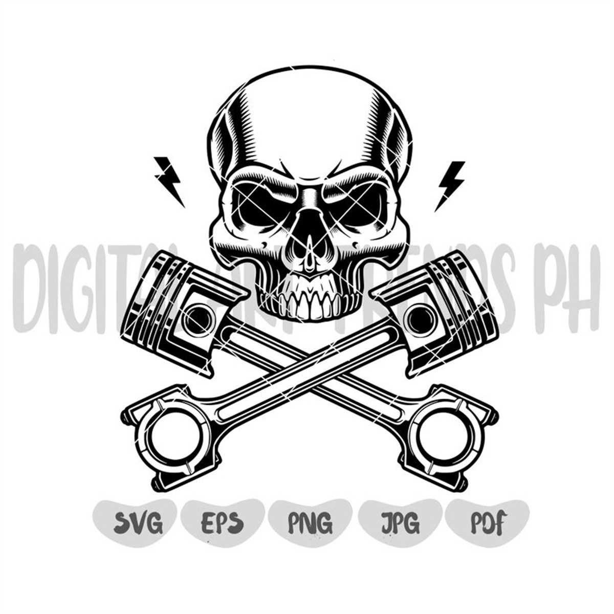 Skull with crossed engine piston Svg, Skull Svg, Mechanic Sv | Inspire ...