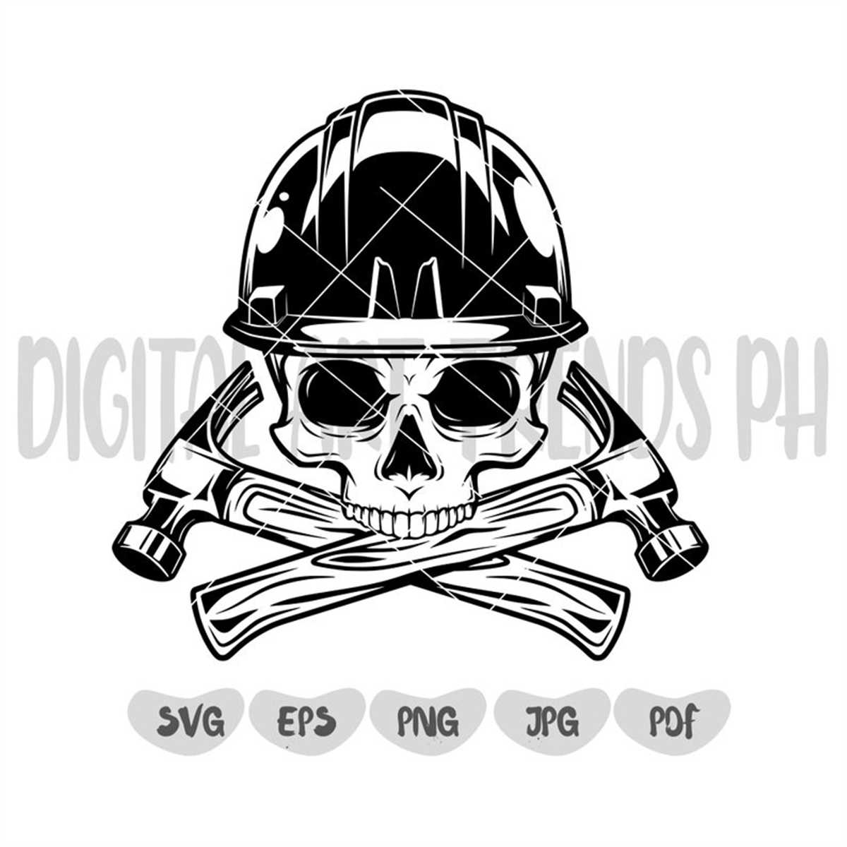 Skull with crossed hammers Svg, Carpenter Repair Skull Svg, - Inspire ...