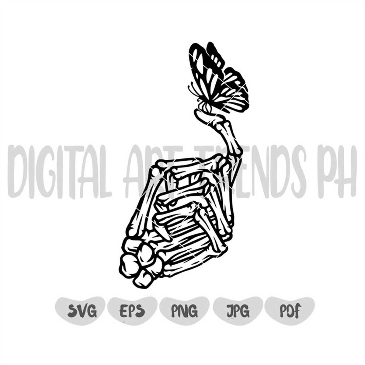 skeleton hand with butterfly Svg, skeleton hand Svg, Bones f - Inspire ...