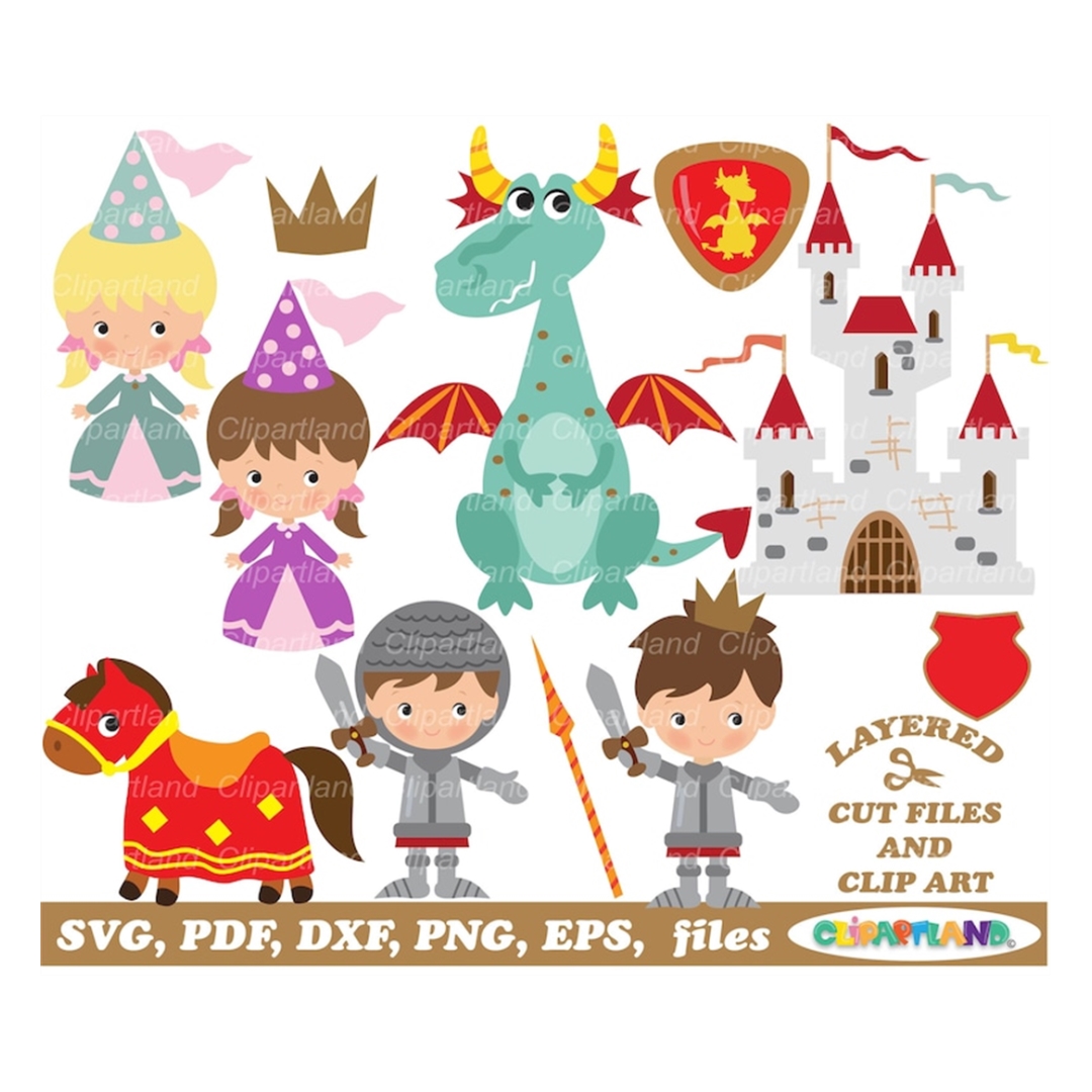 INSTANT Download. Cute medieval knight, princess and dragon | Inspire ...
