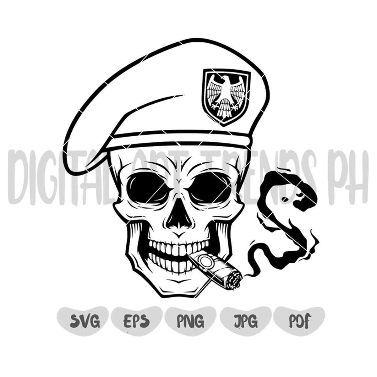 Skull with beret and cigar , Special Forces Skull Svg, Army | Inspire ...