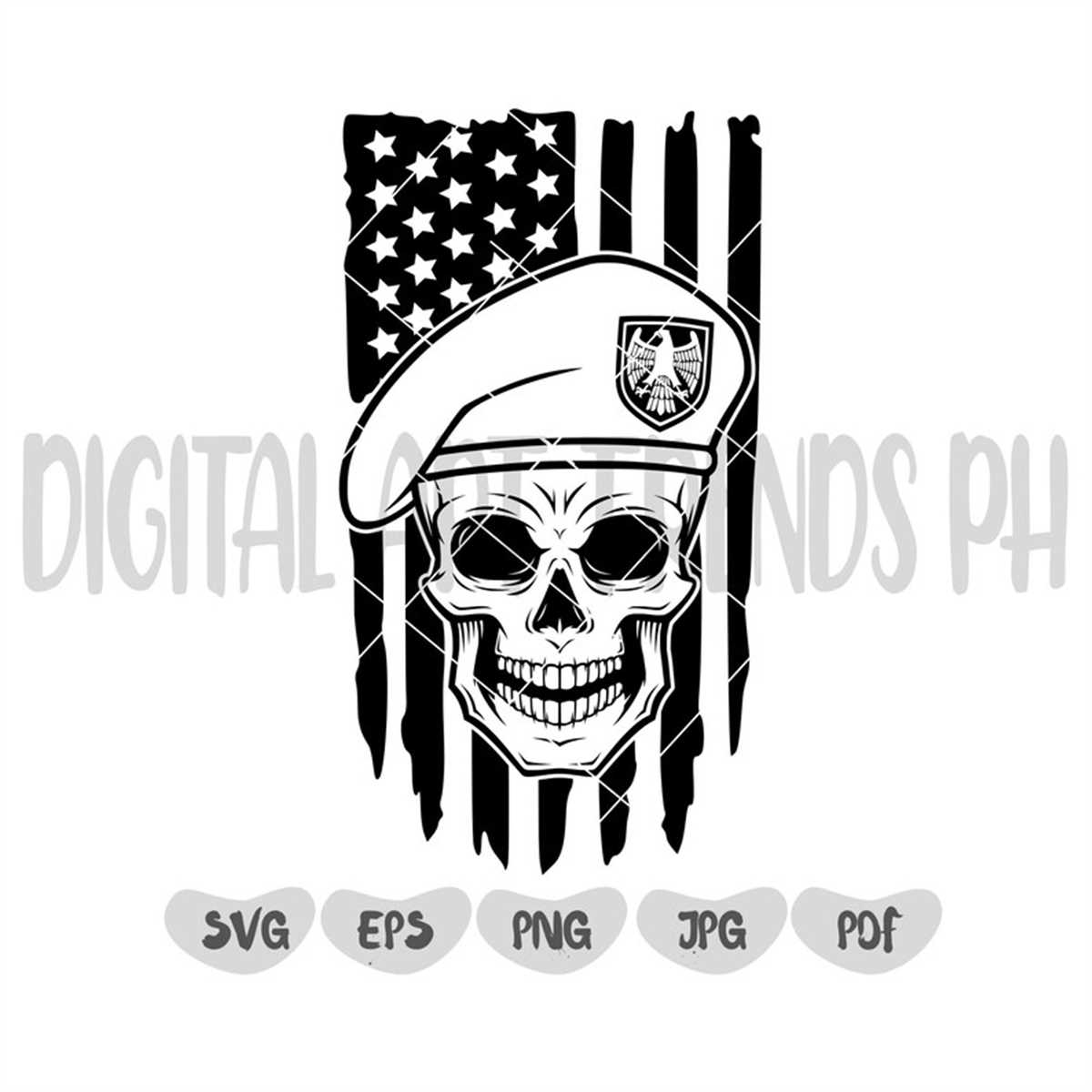 skull with beret svg - Inspire Uplift