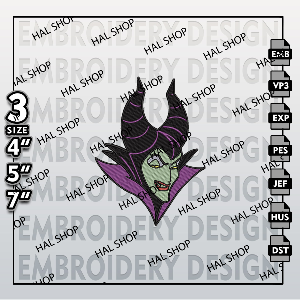 Halloween Machine Embroidery Pattern, Maleficent Halloween E | Inspire Uplift