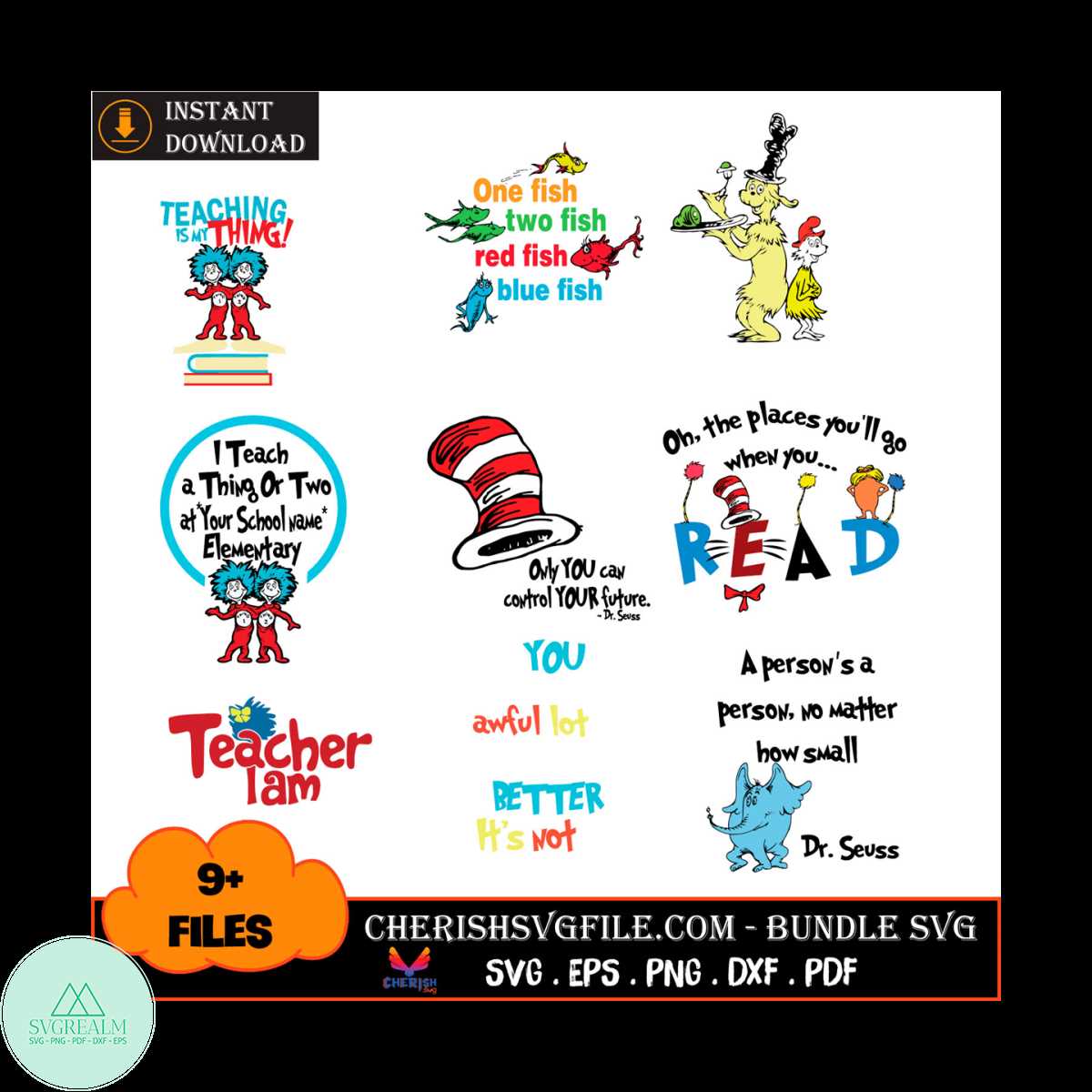 Dr Seuss Teacher Bundle Svg, 9 Files Dr Seuss Teacher Svg | Inspire Uplift