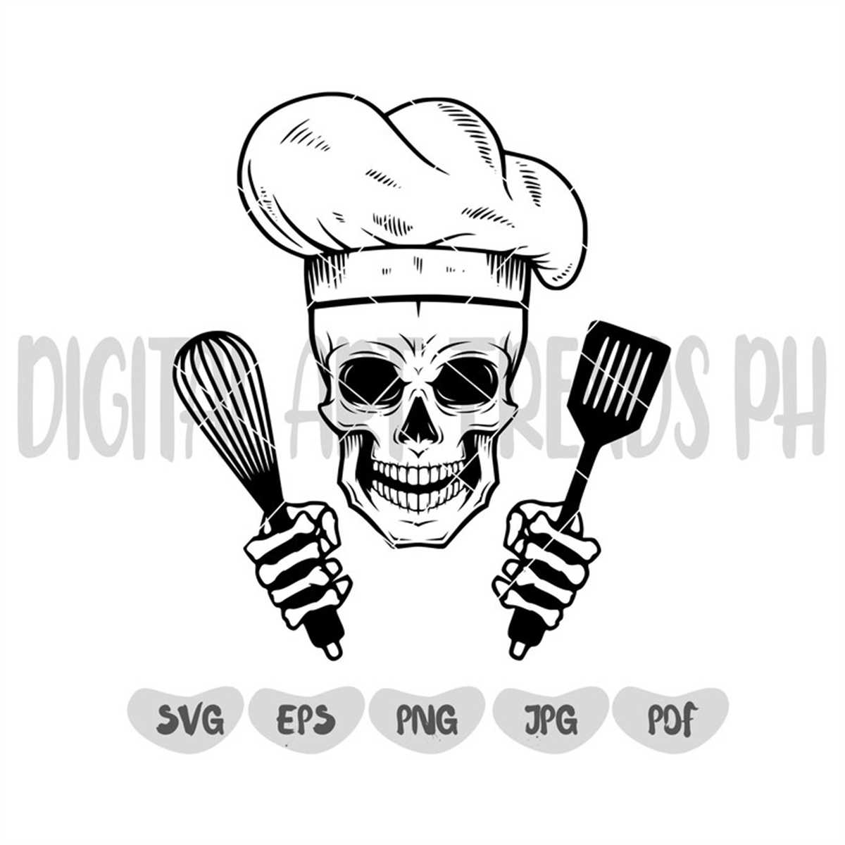 Chef Skull SVG | Skeleton Cook SVG | Kitchen SVG | Restauran - Inspire ...