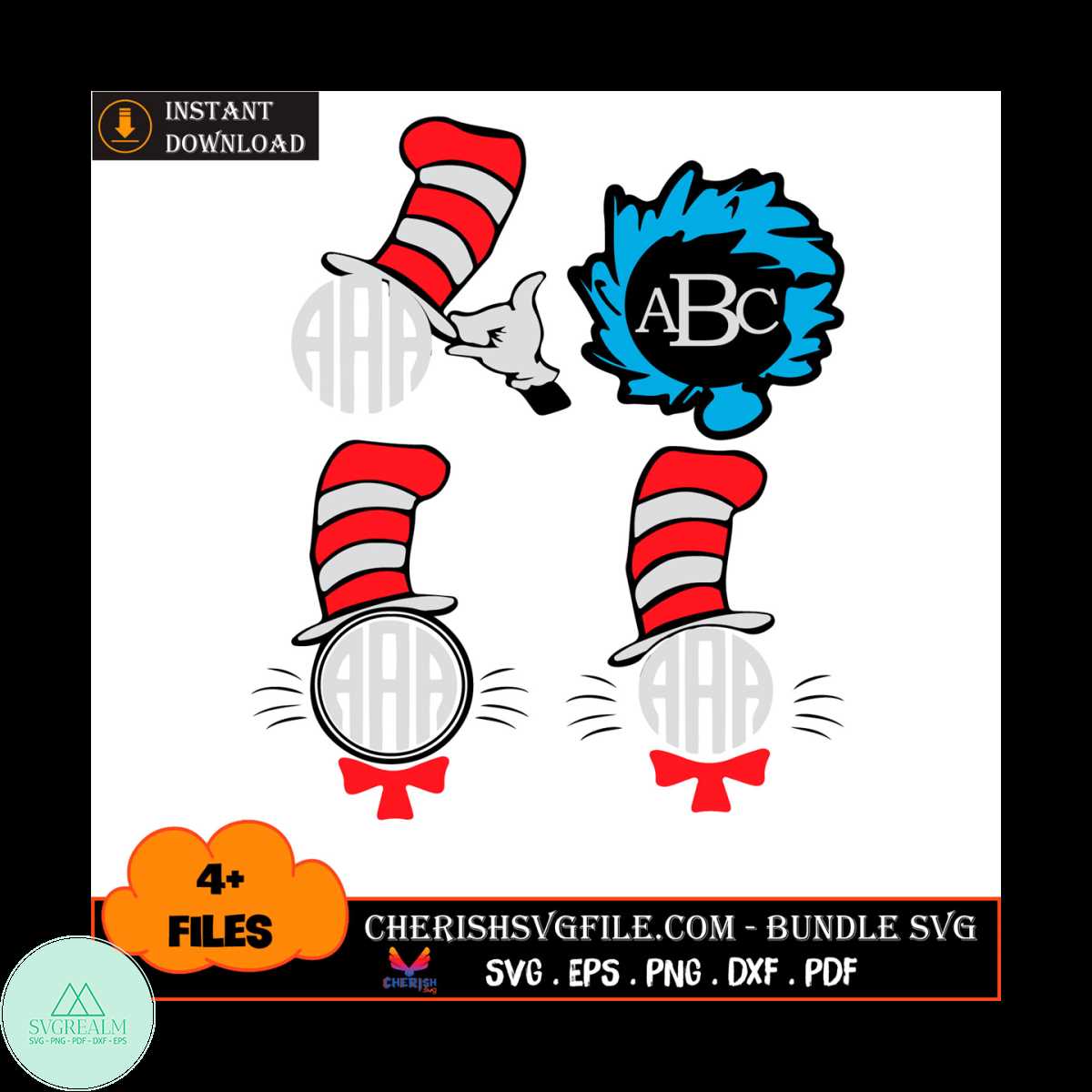 4 Files Of ABC The Cat In The Hat Bundle Svg, Dr Seuss Svg | Inspire Uplift