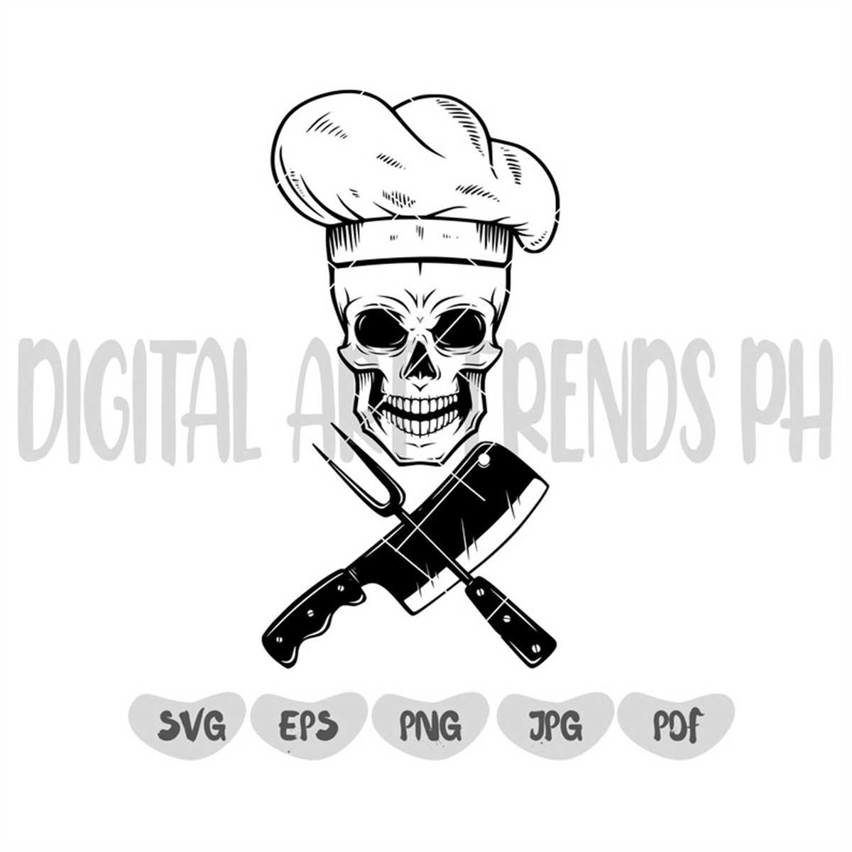 Chef Skull SVG | Skeleton Cook SVG | Kitchen SVG | Restauran | Inspire ...