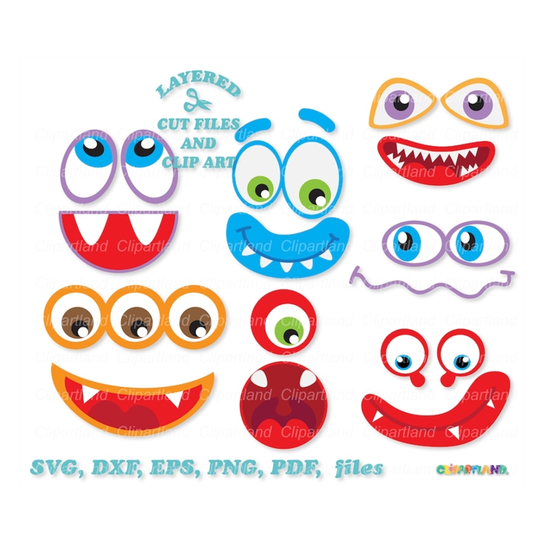 INSTANT Download. 7 Monster faces layered svg cut files. Pe | Inspire ...