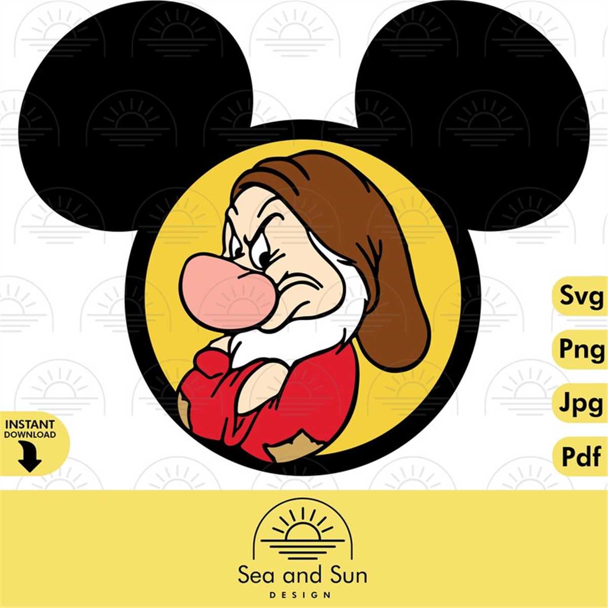 Grumpy Dwarf Svg Clip art Files, Snow White and Seven Dwarfs - Inspire ...