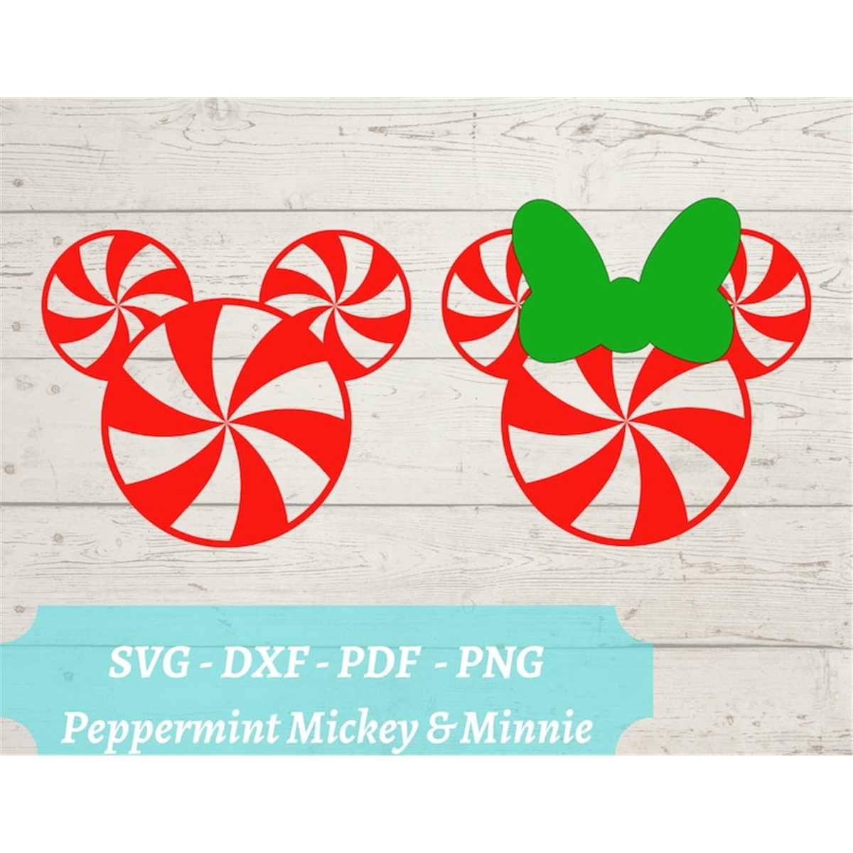 Peppermint Mickey and Minnie Mouse SVG Laser Cut File, Downl | Inspire ...