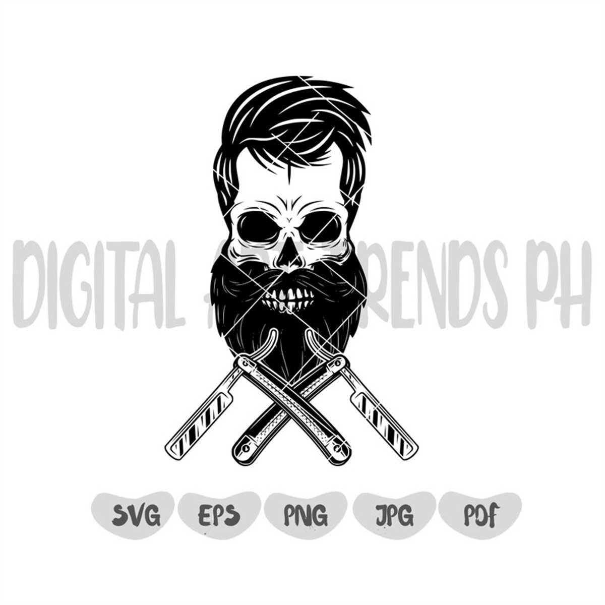 Barber Skull Svg File | Barber Svg | Barber Clipart | Barber | Inspire ...
