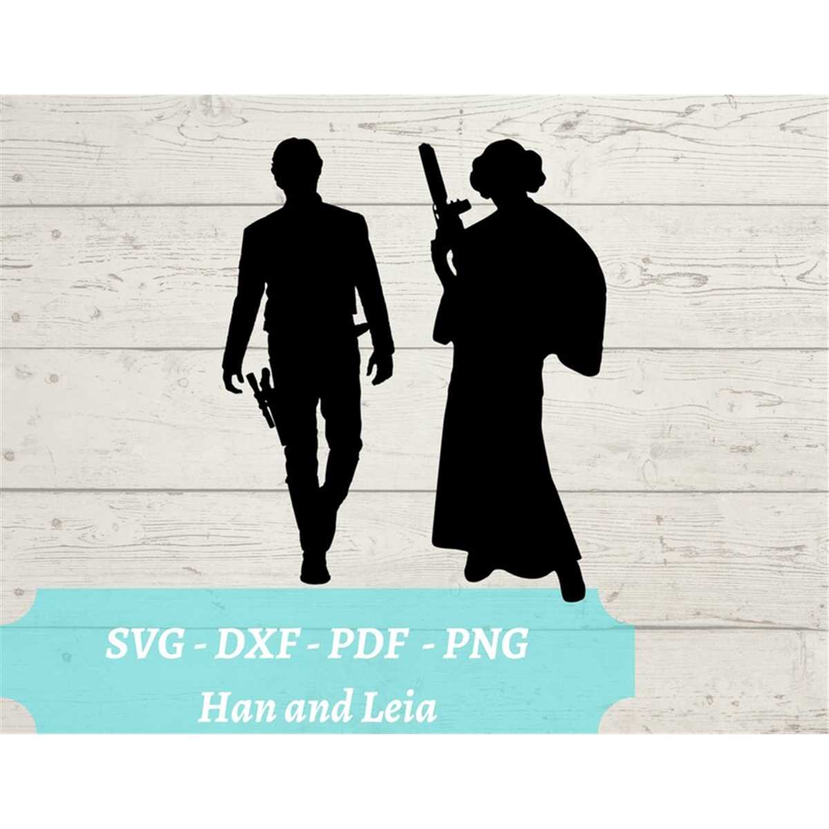 Han Solo and Princess Leia SVG File, Star Wars Silhouette Do | Inspire ...