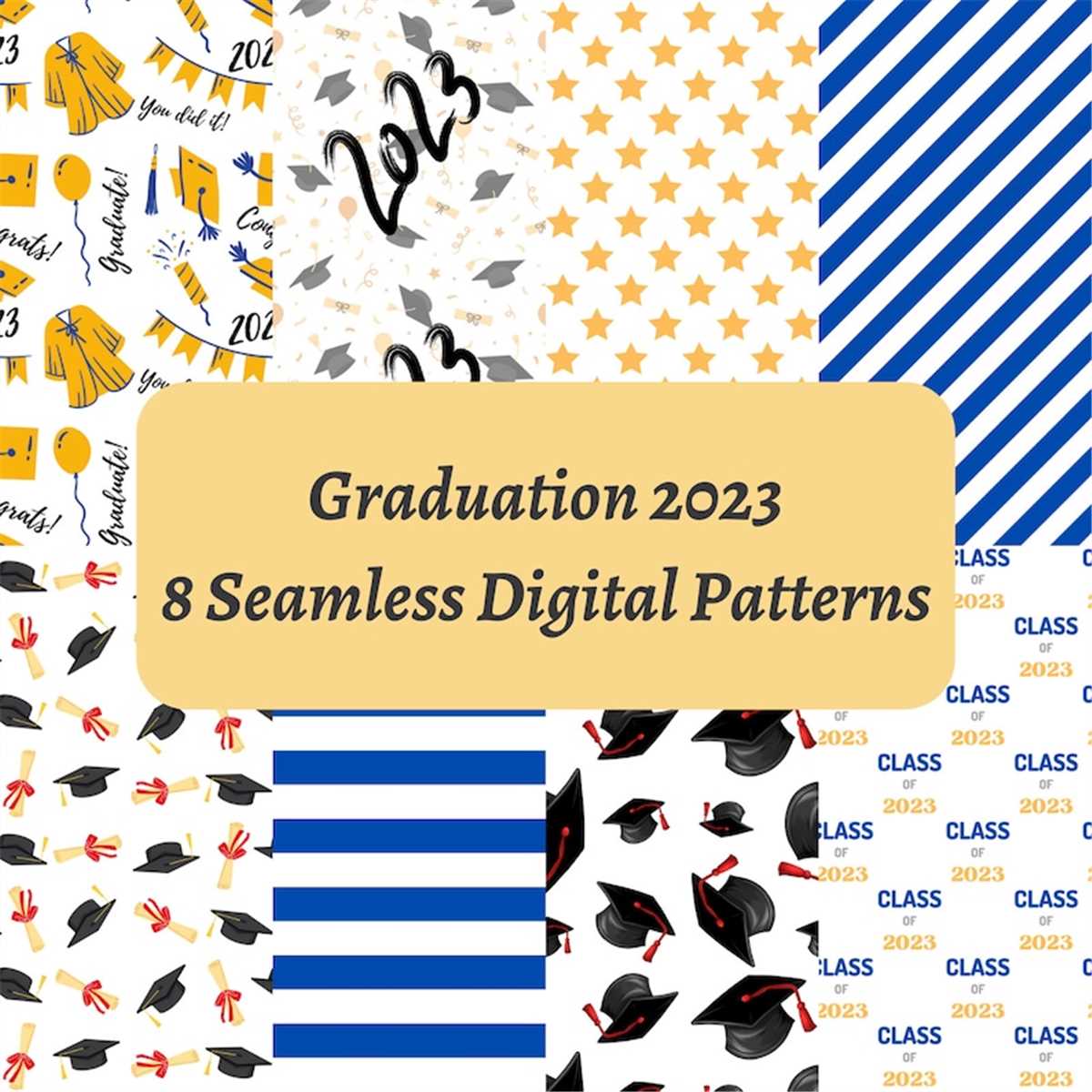 Graduation 2023 Seamless Pattern, Grad Cap, Gown, Diploma Se - Inspire ...