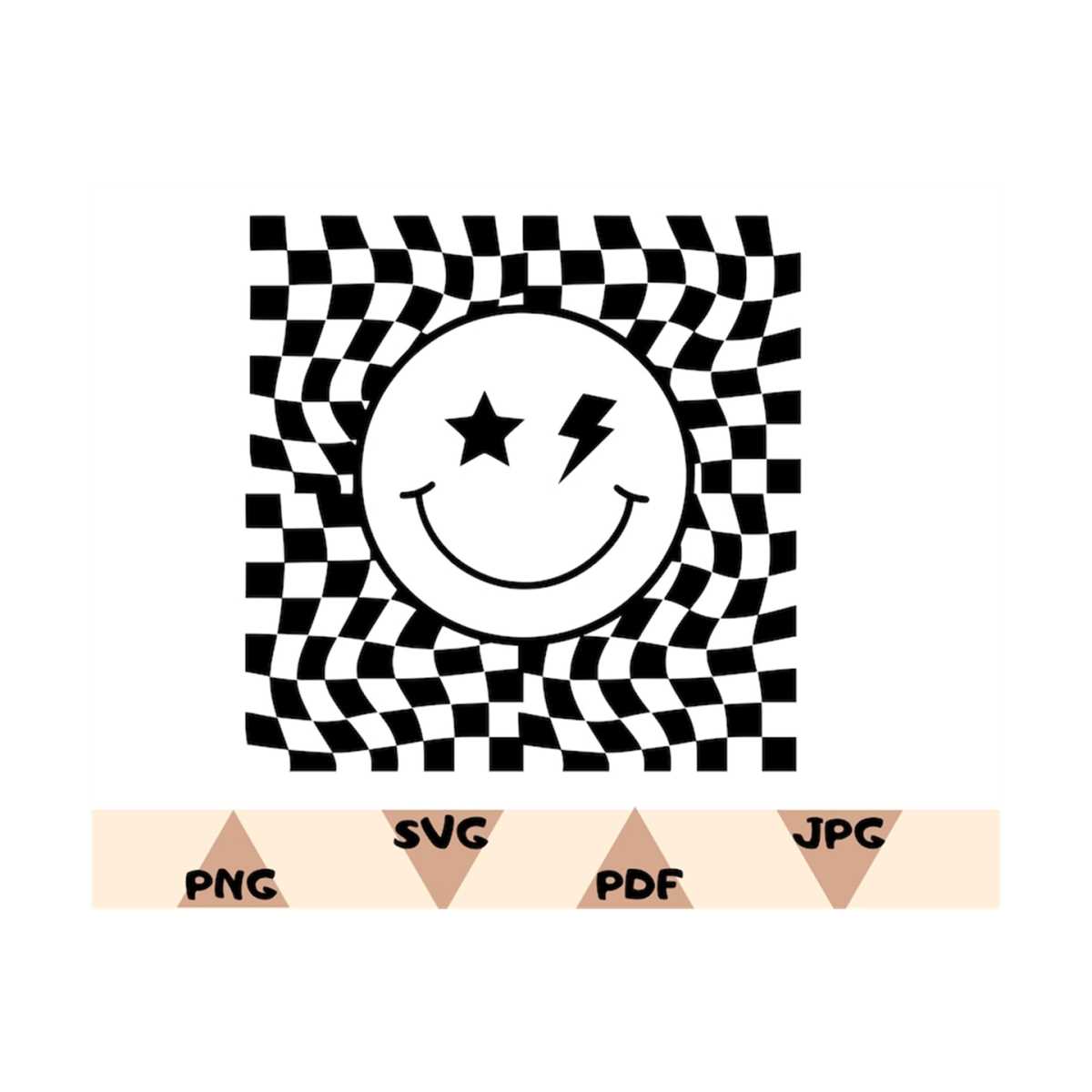 Checkered Pattern Smiley Face SVG PNG Sublimation, Hippie sv | Inspire ...