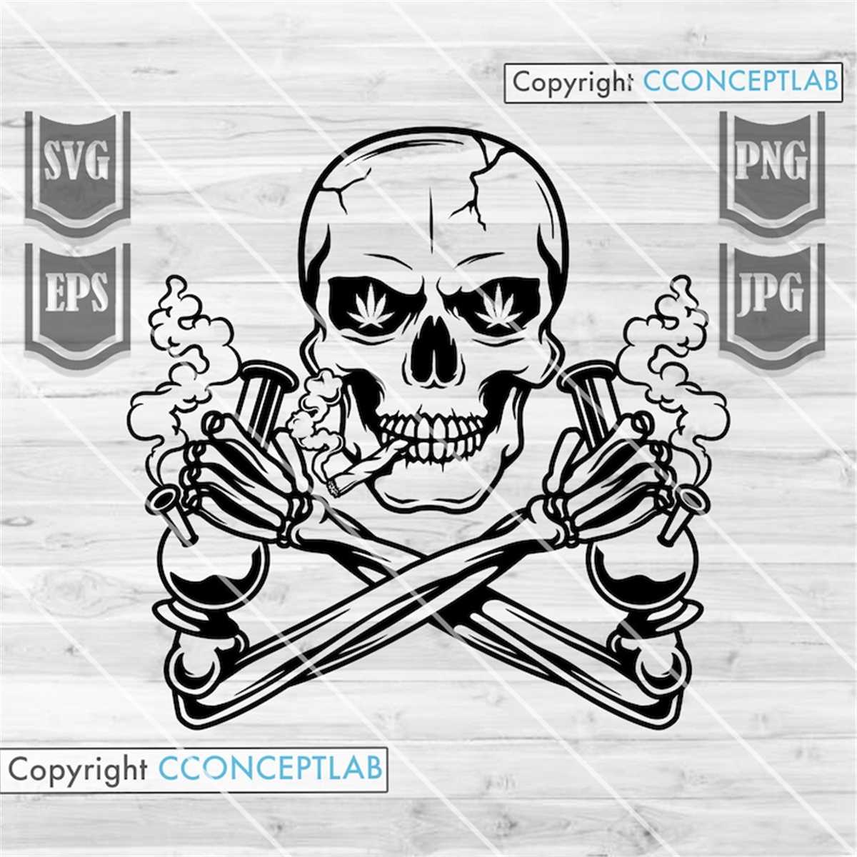 Skull Smoking Joint Svg || Skull Weed Svg || 420 Cut File || - Inspire ...