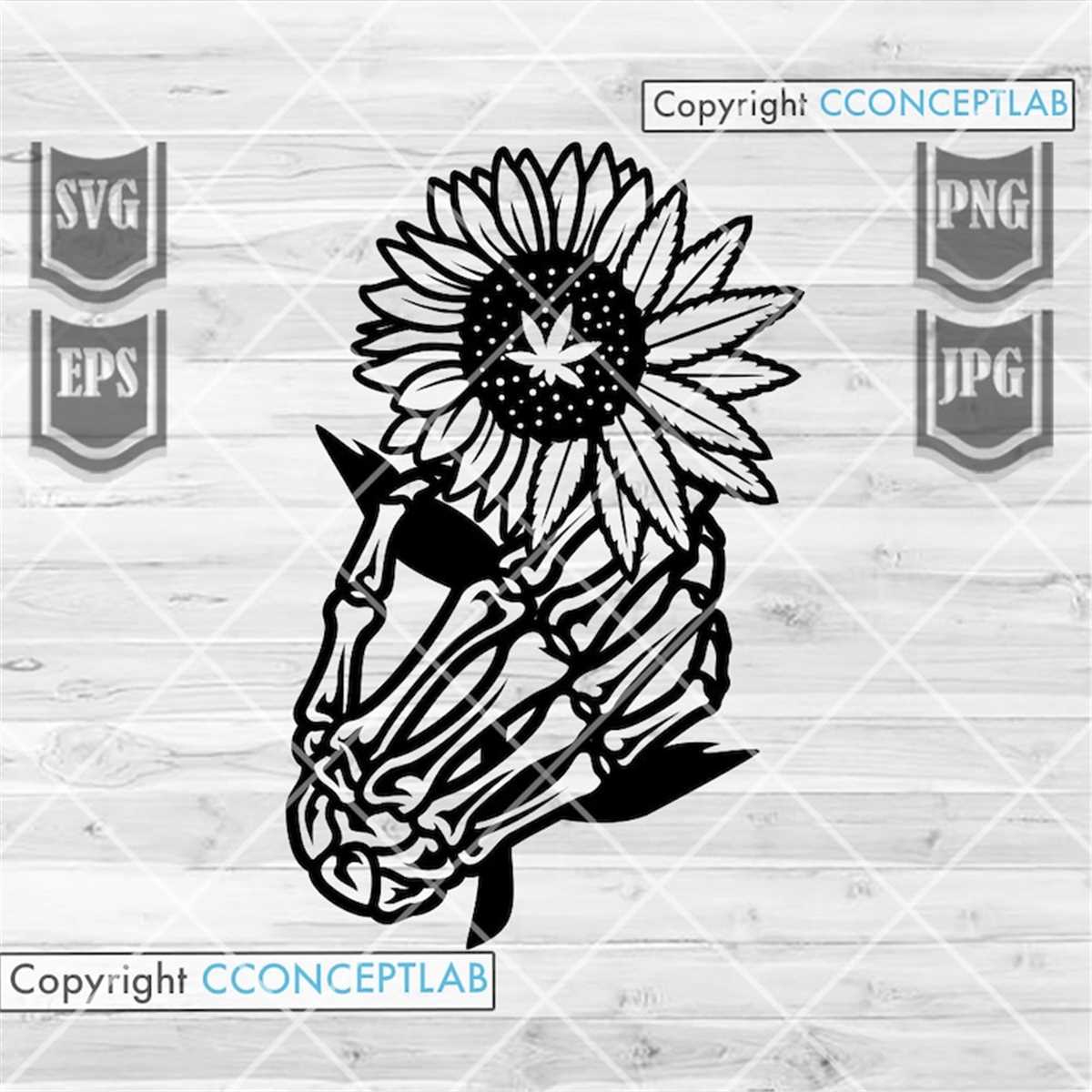 Sunflower Marijuana Skeleton Hand svg | Kush Flower Cut File | Inspire ...