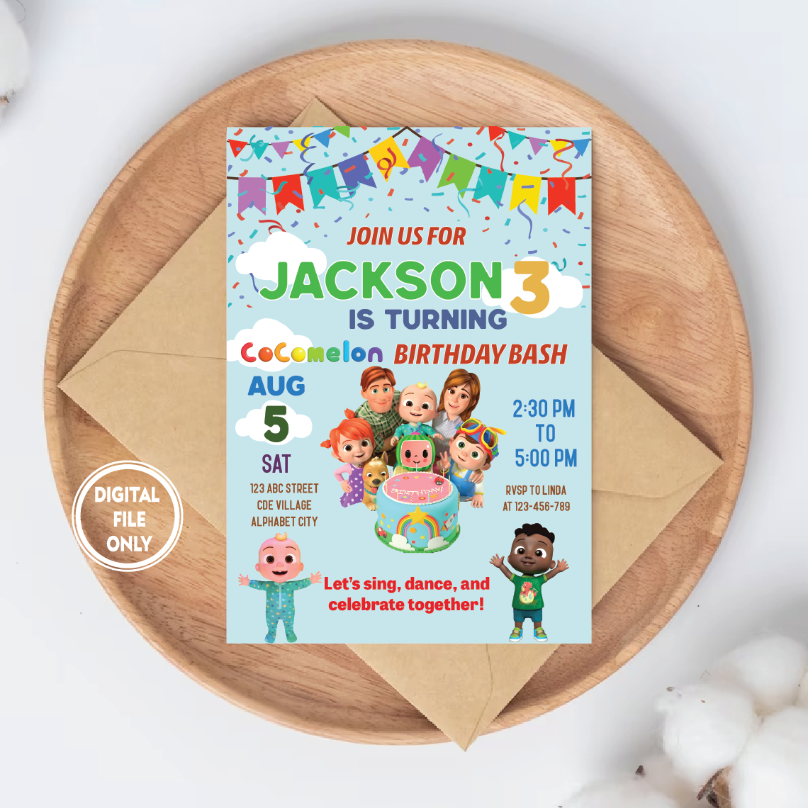 Personalized File Cocomelon Birthday Invitation Boy, Birthda | Inspire ...