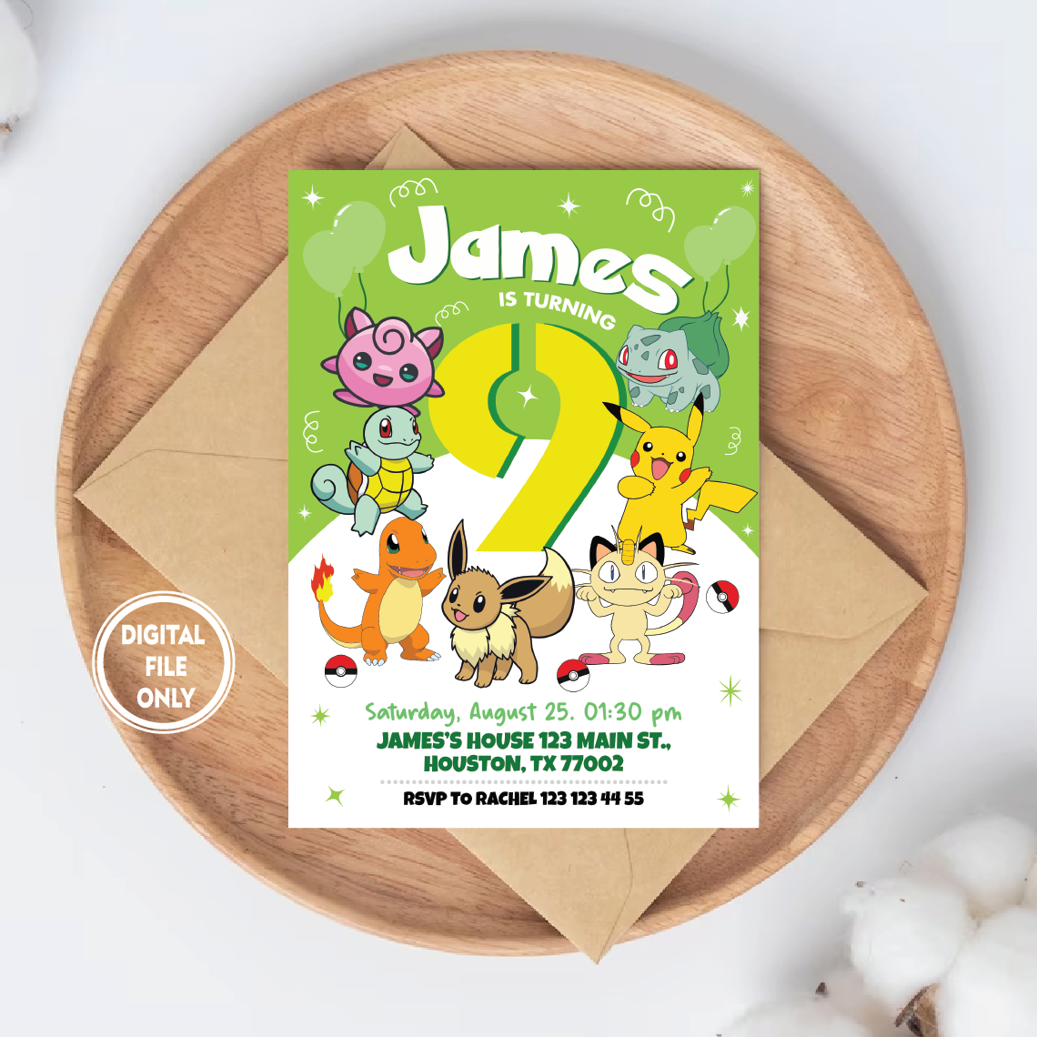 Personalized File Birthday Invitation | Pikachu invite | inv | Inspire ...