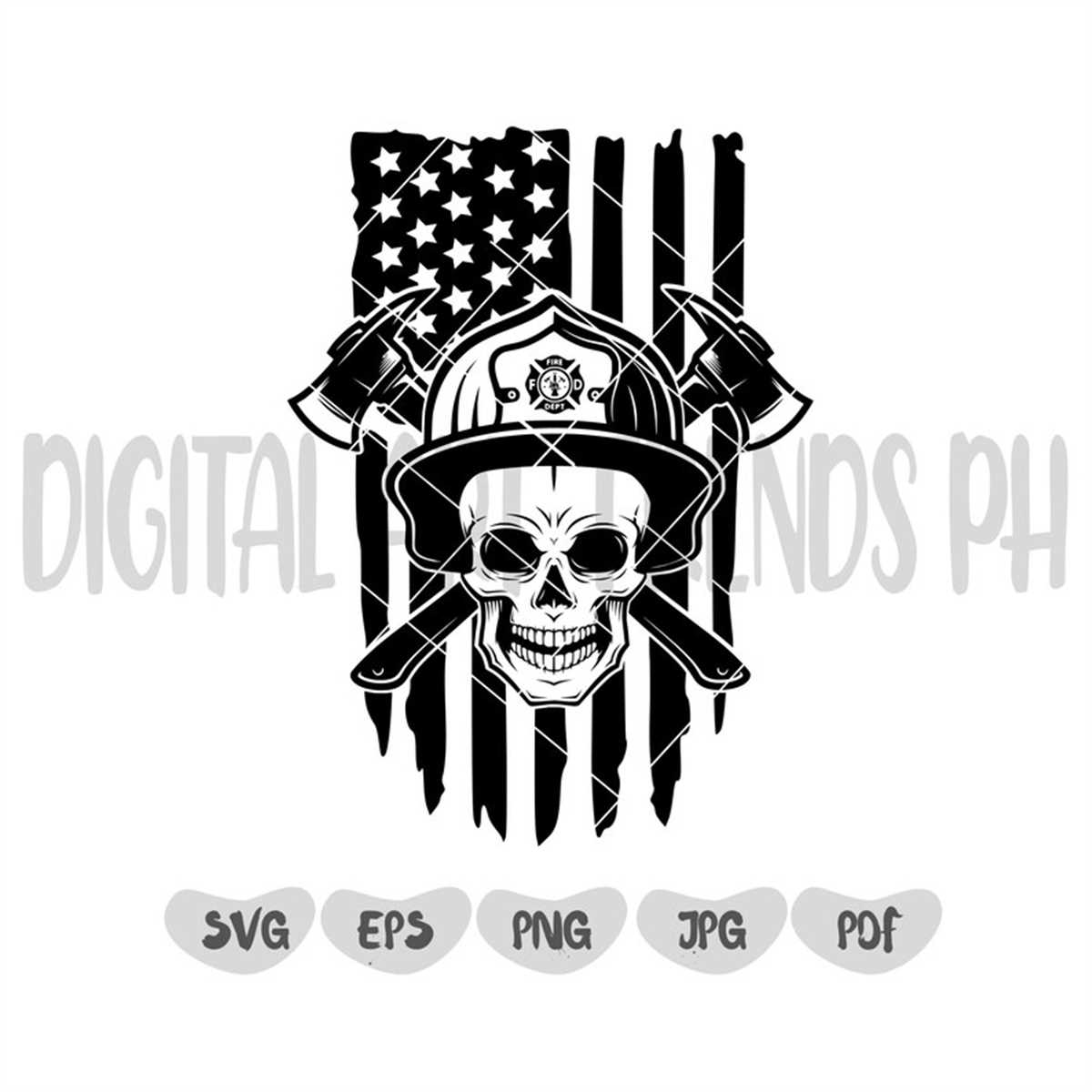 US Firefighter Skull Svg | Firefighter svg | US Firefighter | Inspire ...