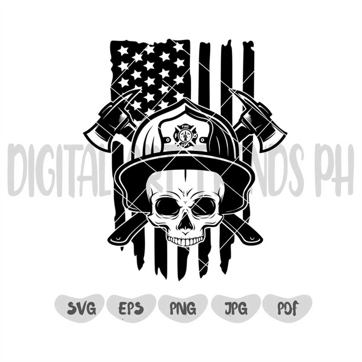 US Firefighter Skull Svg | Firefighter svg | US Firefighter | Inspire ...